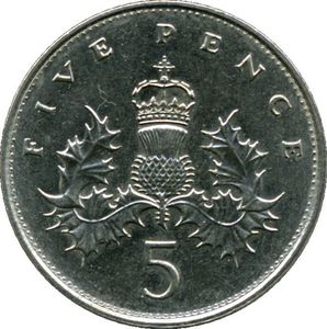 Coin: 5 Pence (Crowned Thistle - Large Size) (United Kingdom of Great ...