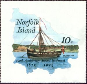 Stamp: Survey cutter, HMS "Mermaid" (Norfolk Island) (150th Anniversary ...