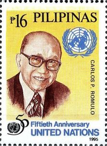 Stamp: Carlos P. Romulo (Philippines(50th Anniversary of United Nations ...
