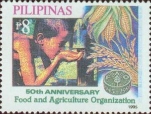 Stamp: 50th Anniversary of Food and Agriculture Organization (FAO ...