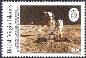 Stamp: Buzz Aldrin Conducting a Solar Wind Experiment (British Virgin ...