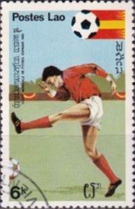 Stamp: Kick (Laos(FIFA World Cup 1982 - Spain) Mi:LA 510,Sn:LA 342,Yt ...