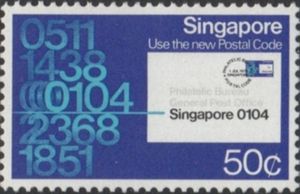 Stamp: Envelope with Postcode (blue) (Singapore(New Postal Code System ...