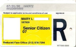 Transport Ticket: Senior Female card (MTA New York, United States of ...