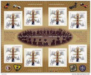 Timbre: 100 Years of Scouting (CanadaMi:CA MH0-347,Sn:CA BK357,Yt:CA ...