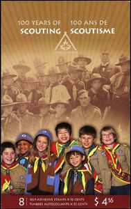 Timbre: 100 Years of Scouting (CanadaMi:CA MH0-347,Sn:CA BK357,Yt:CA ...