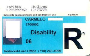 Transport Ticket: Male Disability (MTA New York, United States of ...