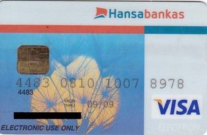 Bank Card: Visa "Plants" (Hansabankas, LithuaniaCol:LT-VI-0008