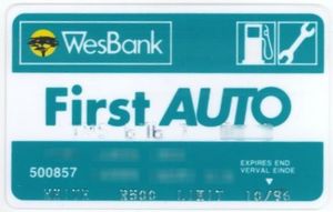 Bank Card: WesBank. First Auto (First National Bank, South AfricaCol:ZA ...
