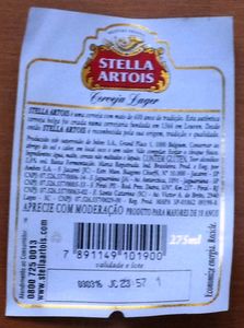 Drink Label: Stella Artois (Ambev, BrazilCol:BR-BEER-000130