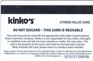 Functional Card: Kinko's (Copy and Print, United States of America ...