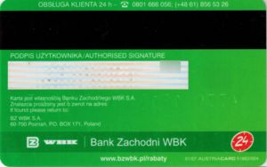 Bank Card: WBK e (Bank Zachodni WBK, PolandCol:PL-VE-0102.01