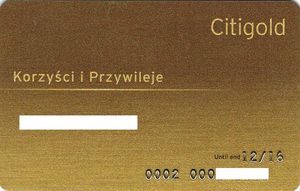 Bank Card: Citigold (Bank Handlowy/Citibank, Poland) Col:PL-GM-0041.01