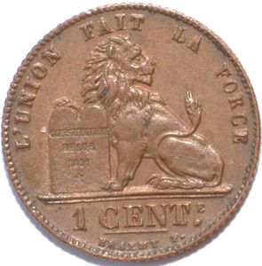 Coin: 1 Centime (French legend) (Belgium) (1909~1934 - 3rd King Albert ...