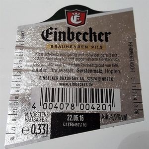 Drink Label: Einbecker Brauherren Pils (Einbecker Brauhaus AG, Germany ...