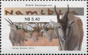 Stamp: Common Eland (Taurotragus oryx) (Namibia) (Antelopes of Namibia ...