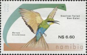Stamp: Swallow-tailed Bee-eater (Dicrocercus hirundineus) (Namibia(Bee ...