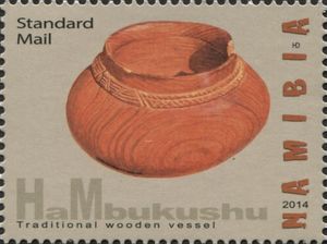 Stamp: Traditional wooden vessel HaMbukushu (Namibia) (Traditional ...