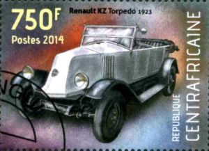 Stamp: Renault KZ Torpedo (Central African Republic(Vintage Cars 2014 ...