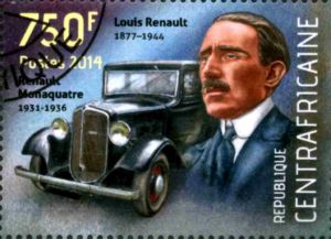 Stamp: Renault Monaquatre (Central African Republic(Vintage Cars 2014 ...