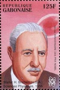 Stamp: Walter H. Brattain, physics, 1956. (Gabon(Nobel Prize Recipients ...
