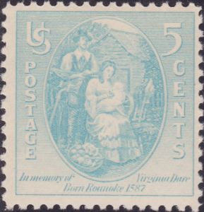 Stamp: Virginia Dare and Parents (United States of America(Virginia ...