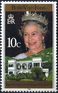 Stamp: Queen Elizabeth II Wearing a Crown and Goverment House (British ...