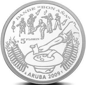 Coin: 5 Florin (Dance at New Year's) (Aruba(1994~Today - Numismatic ...
