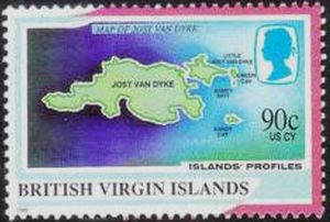 Stamp: Map of Jost Van Dyke (British Virgin Islands) (Island Scenes) Mi ...
