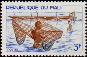 Stamp: Fishermen with Nets (Mali(River Fishing) Mi:ML 125,Sn:ML 88,Yt ...
