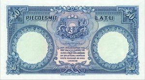Banknote: 50 Latu (Latvia(1934 Issue) Wor:P-20a