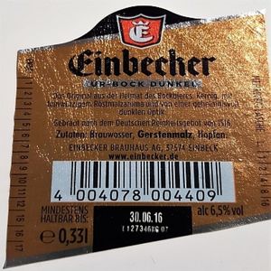 Drink Label: Einbecker Ur-Bock Dunkel (Einbecker Brauhaus AG, Germany ...