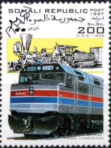 Stamp: Amtrak Diesel Locomotive (Somalia: Illegal Stamps(Trains (1997 ...