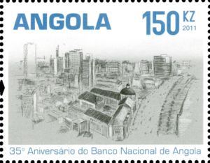 Stamp: 35th Anniversary of the Angolan National Bank (Angola(Angolan ...