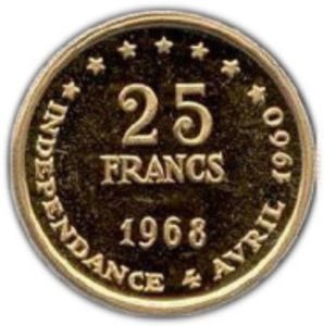 Coin: 25 CFA Francs (8th Anniversary of Independence) (Senegal) (1968 ...