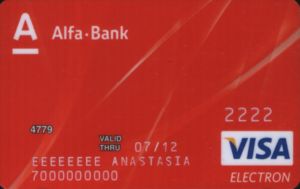 Bank Card: Alfa-bank. Red card (Alfa-bank, RussiaCol:RU-VE-0485