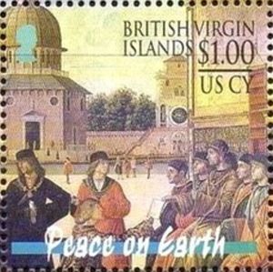 Stamp: Kneeling man delivering message (British Virgin Islands(Details ...