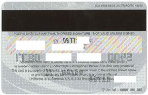 Tarjeta de Banco: UniBanka (Unibanka, EslovaquiaCol:SK-MC-0014