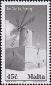 Stamp: Xarolla Windmill, Żurrieq (Malta(Windmills) Mi:MT 1309,Sn:MT ...