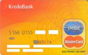 Bank Card: MasterCard Debit (Kredobank, UkraineCol:UA-MC-0431.01