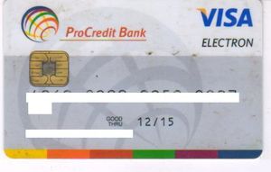 Bank Card: ProCredit Bank Visa Electron - 1390-34106 (ProCredit Bank ...