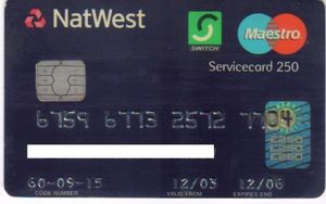 Bank Card: NatWest Servicecard 250 (National Westminster Bank, United ...