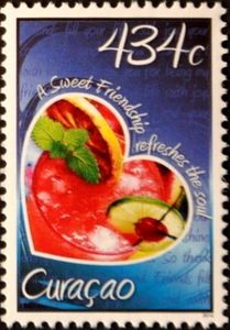 Stamp: Drink with fruit garnishes (Curaçao) (Friendship (with Quote and ...