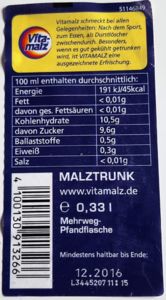 Drink Label: Vita - malz (Brauerei Beck GmbH & Co, Germany, Federal ...