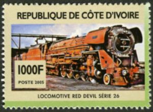 Stamp: Locomotive Red Devil Series 26 (Ivory Coast(Locomotives) Mi:CI ...
