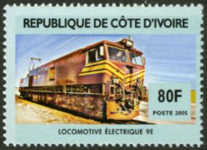 Stamp: Electric Locomotive 9E (Ivory Coast(Locomotives) Mi:CI 1430A,Yt ...