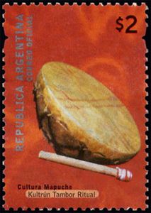 Stamp: Mapuche Culture, Ritual Drum (Argentina(Argentine Culture - "U ...