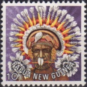 Stamp: Headdress from Koiari (Papua New Guinea(Headdresses Definitives ...