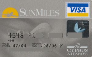 Bank Card: Cyprus Airways VISA SunMiles (Bank Of Cyprus, CyprusCol:CY ...