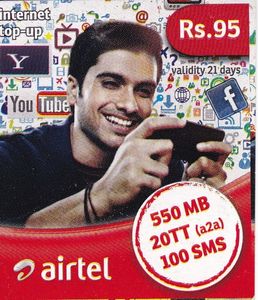 Functional Card: Airtel 95 (Internet Access, Sri Lanka(Airtel) Col:LK ...